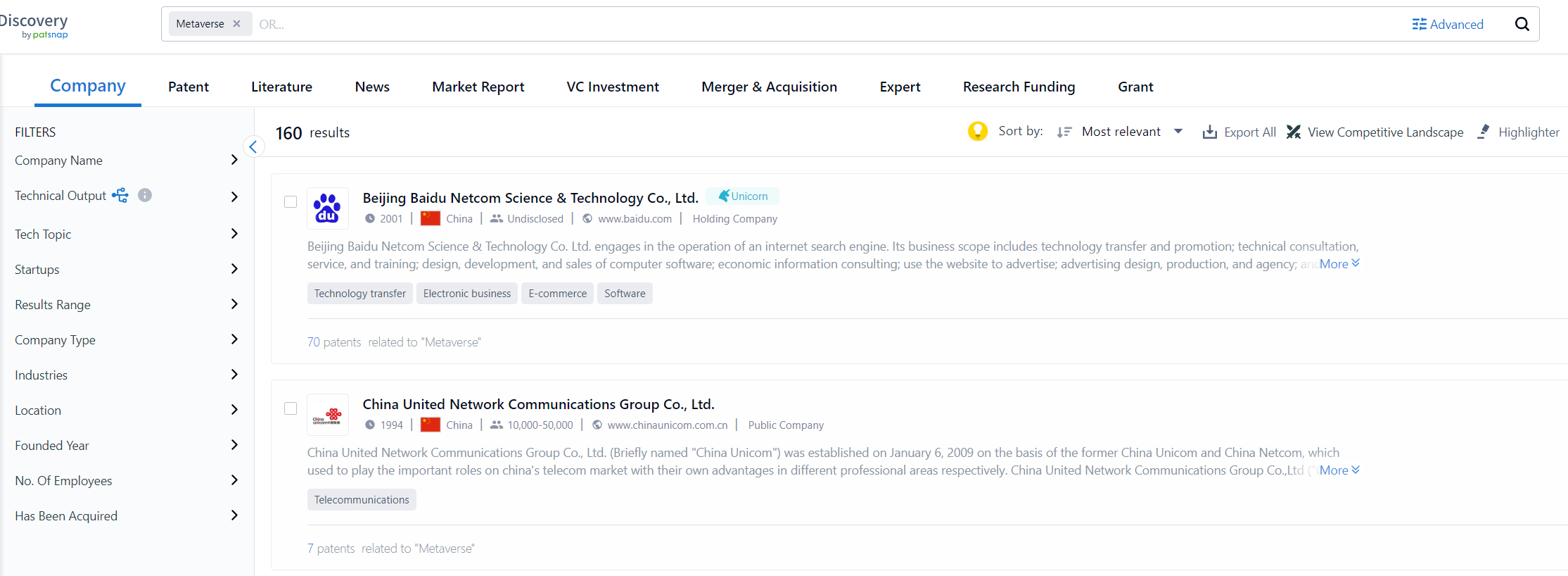 Company Profile Overview – Patsnap Help Center