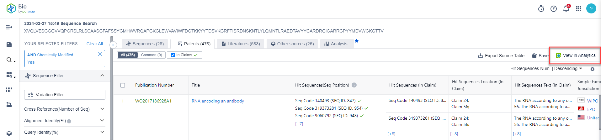 Conducting a Basic FTO Search with Bio – Patsnap Help Center